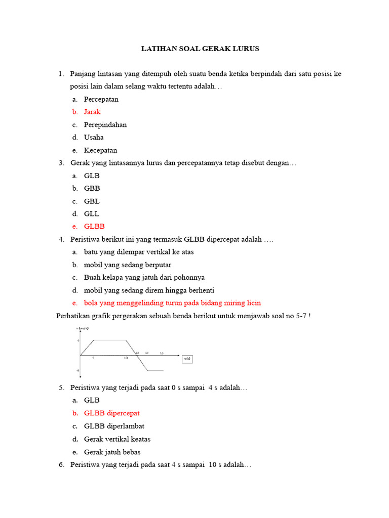 Latihan Soal Gerak Lurus, Gerak Vertikal, Dan Hukum Newton | PDF