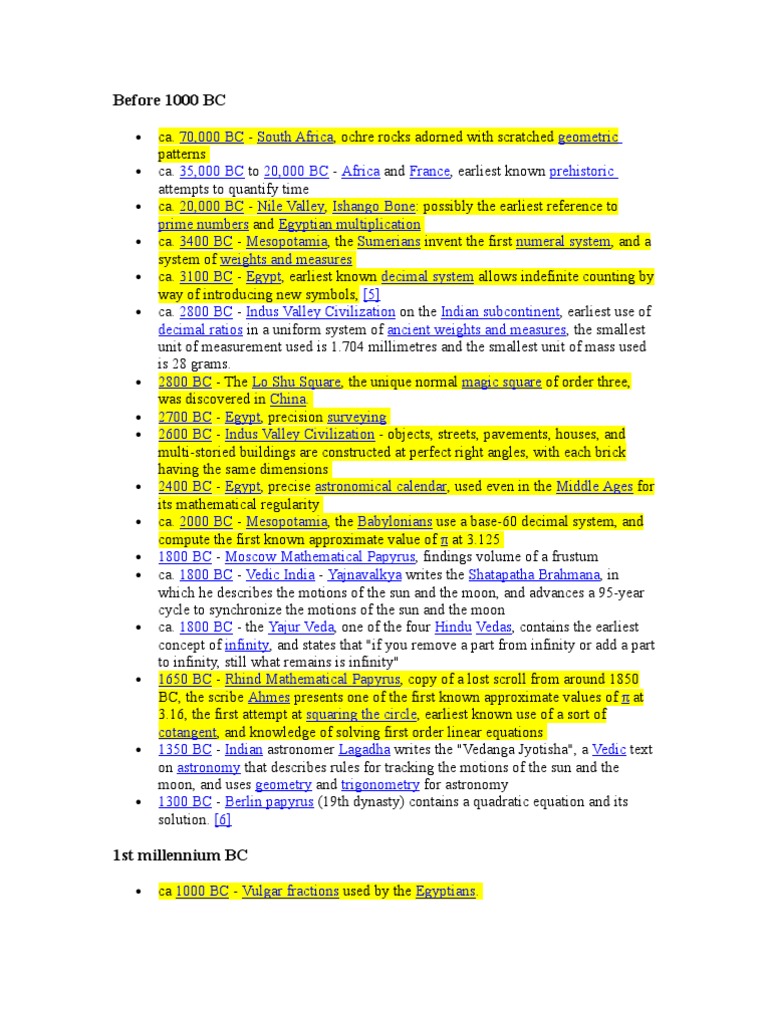 Math Timeline | PDF | Numbers | Trigonometric Functions