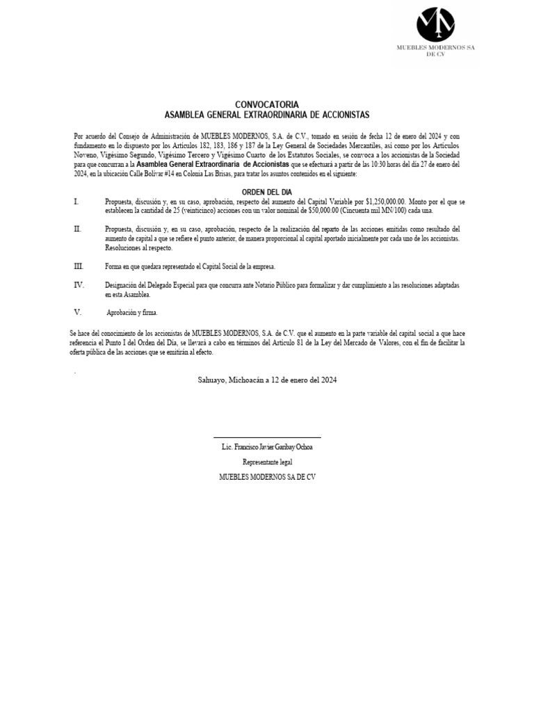 Formato Convocatoria Mm Descargar Gratis Pdf Business