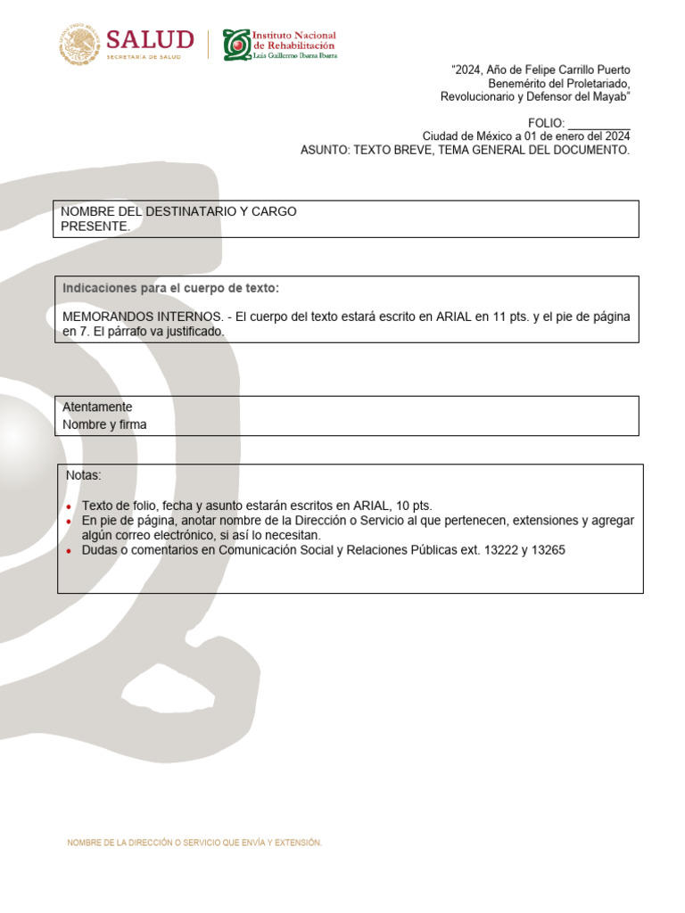 Hoja Membretada Interna 2024 MEMORANDOS | PDF