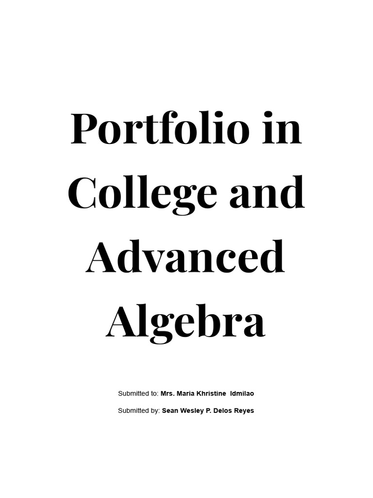 Portfolio in College and Advanced Algebra | PDF | Polynomial | Function ...