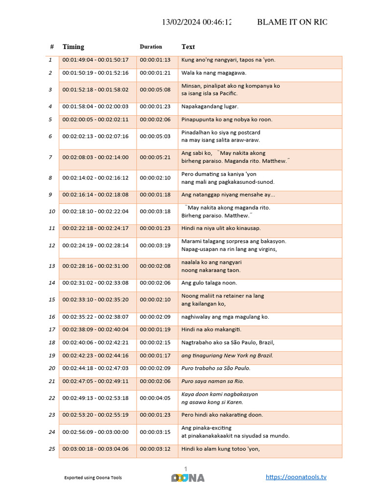 Blame It On Rio | PDF