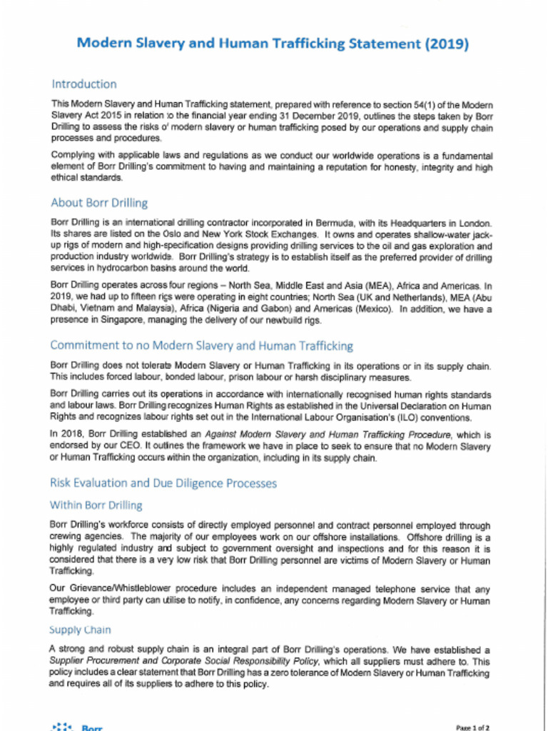 BDL Modern Slavery and Human Trafficking Statement 2019 | PDF