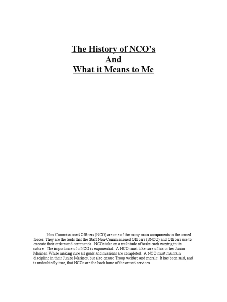 The History of NCO 2 | Non Commissioned Officer | United States Marine ...