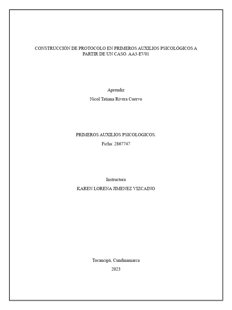 Construcción de Protocolo en Primeros Auxilios Psicológicos A Partir de ...