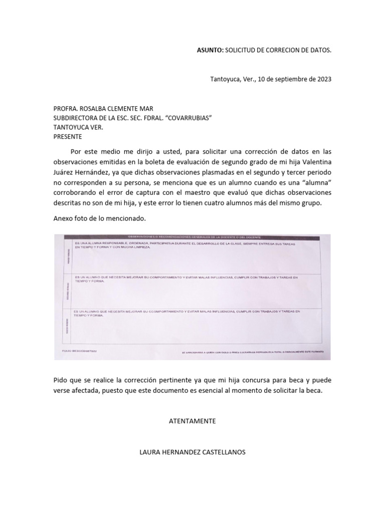 Solicitud de Correcion de Datos | PDF Solicitud de Correcion de Datos | PDF
