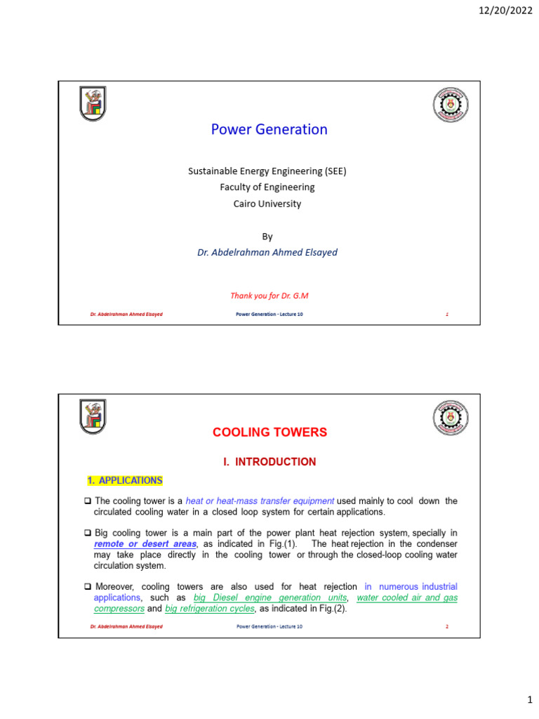 Lec 10 - Cooling Towers | PDF | Heat Exchanger | Heat Transfer