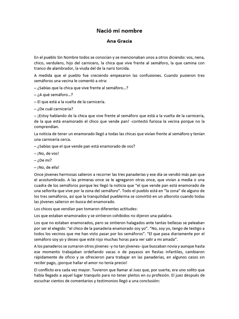 La historia de mi nombre en el pueblo | PDF