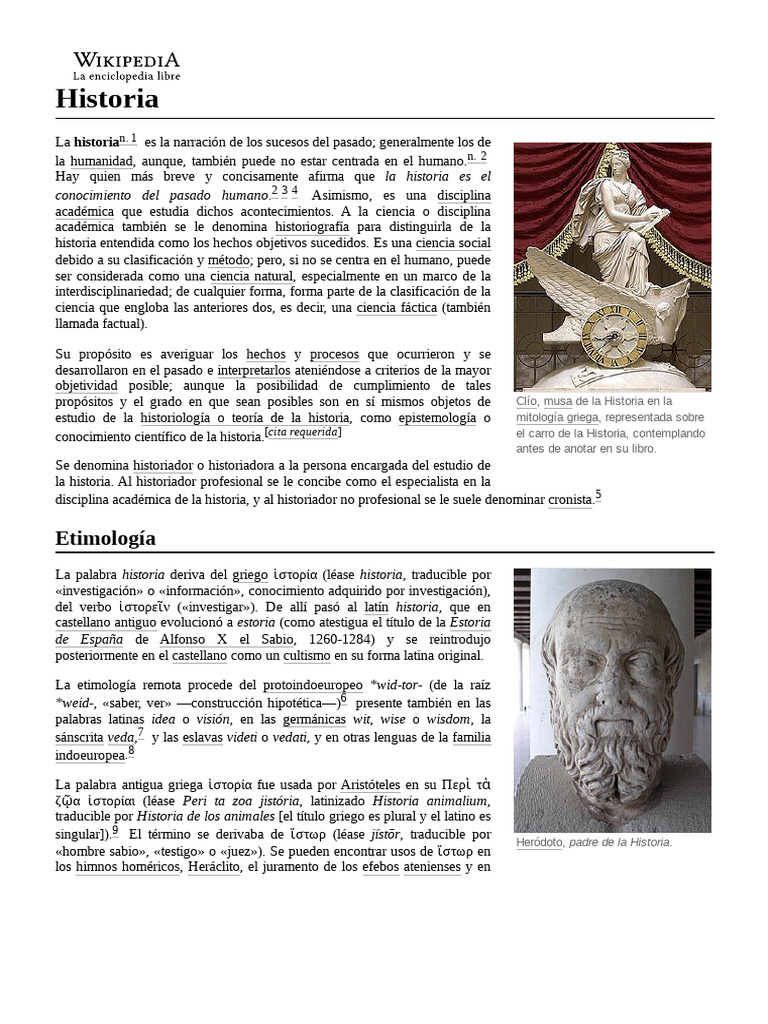 Historia: Definición y Etimología | PDF | Homo | Historiografía