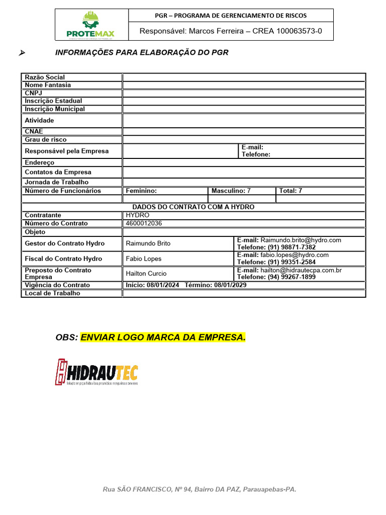 Checklist - PGR Área Vale | PDF | Ciências Físicas