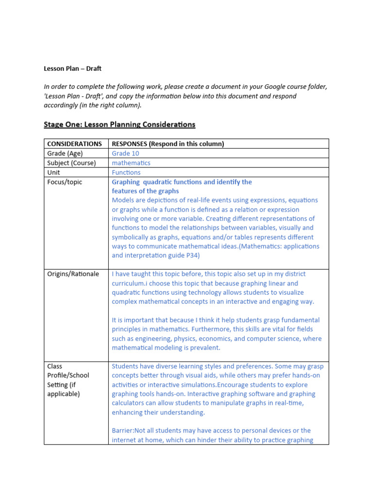 Lesson Plan Draft (2023) | PDF | Teaching Mathematics | Function ...