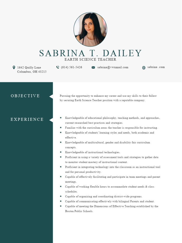 Earth Science Teacher Resume US | PDF | Teachers | Learning