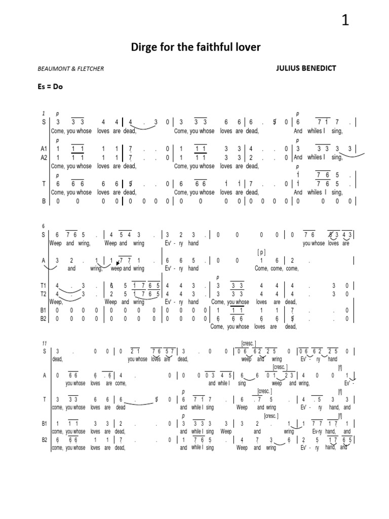 Dirge For The Faithful Lover - Julius Benedict (Not Angka) | PDF