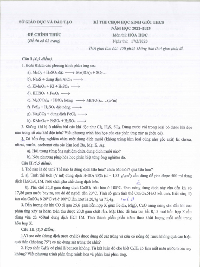 Ä Á Thi HSG Cáº P Tá NH Mã N HoÃ¡ Há C 9 | PDF