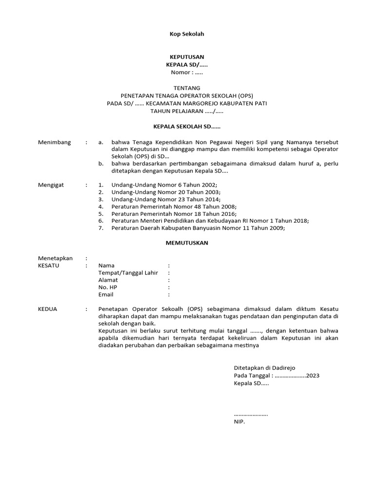 Format SK Operator | PDF