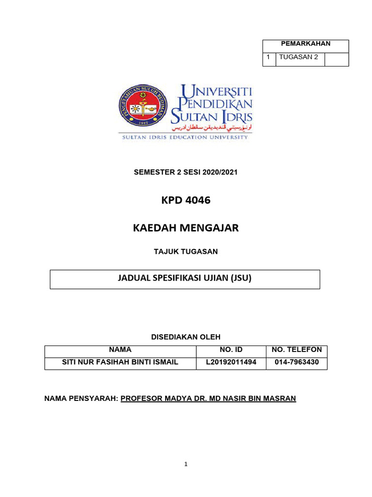 Contoh Jsu Soalan Dan Skima Jawapan Pdf