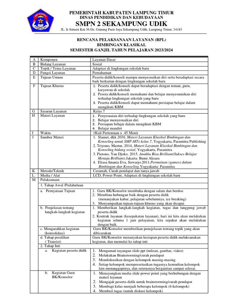 RPL ADAPTASI DI LINGKUNGAN SEKOLAH BARU (Ganjil) | PDF RPL ADAPTASI DI LINGKUNGAN SEKOLAH BARU (Ganjil) | PDF