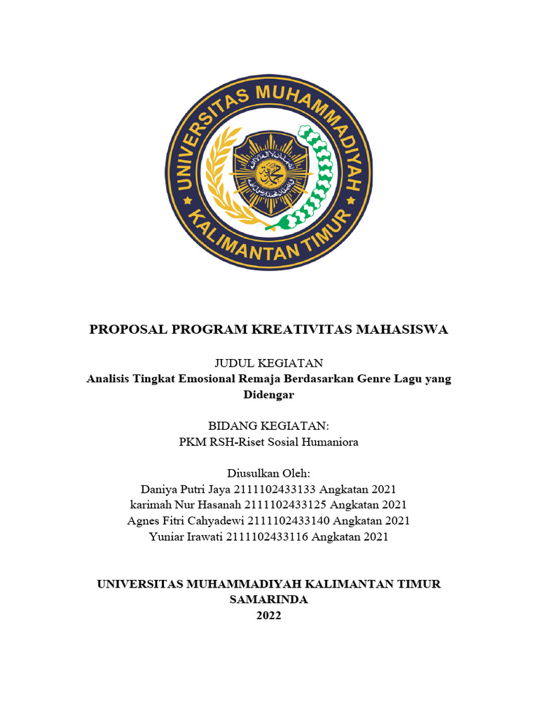 Proposal Program Kreativitas Mahasiswa-RSH | PDF