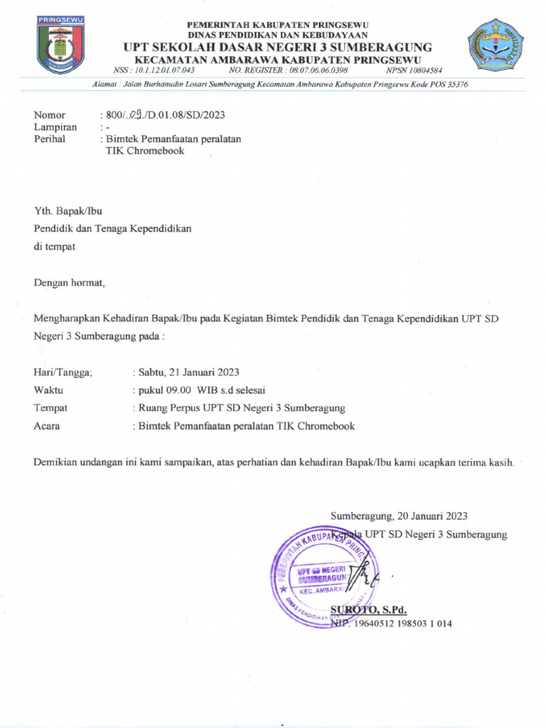 Contoh SK Bimtek | PDF