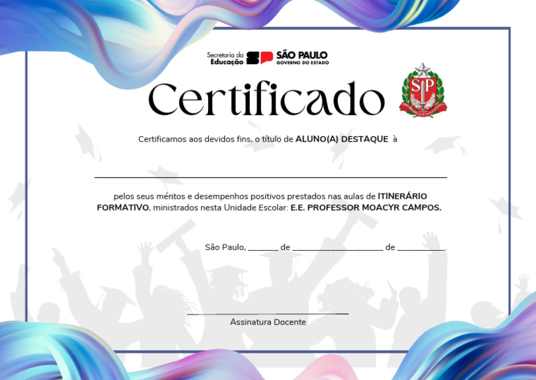 Modelo de Certificado de Aluno Destaque | PDF