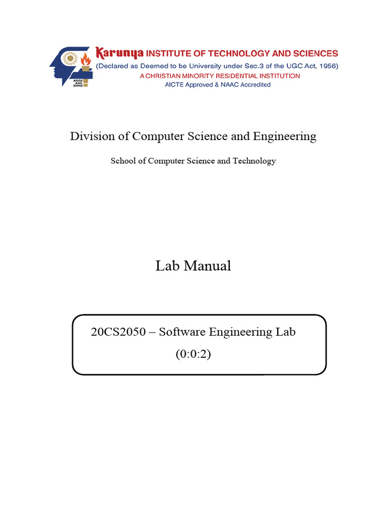 Software Engineering Lab Manual 20CS2050 | PDF | Engineering | Use Case