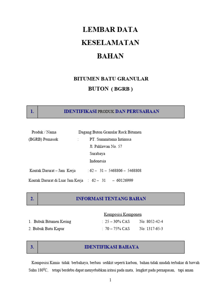 Lembar Data Keselamatan Bahan | PDF