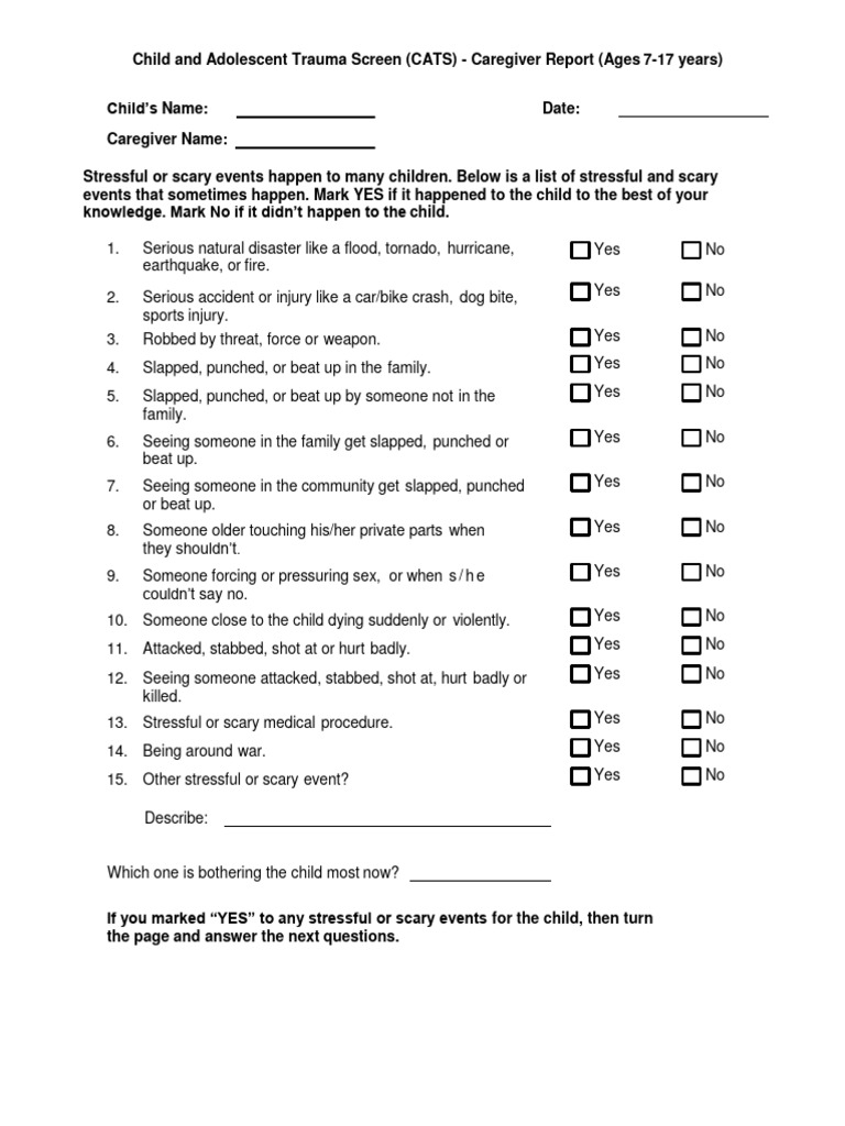 CATS Caregiver Report for Ages 7-17 | PDF