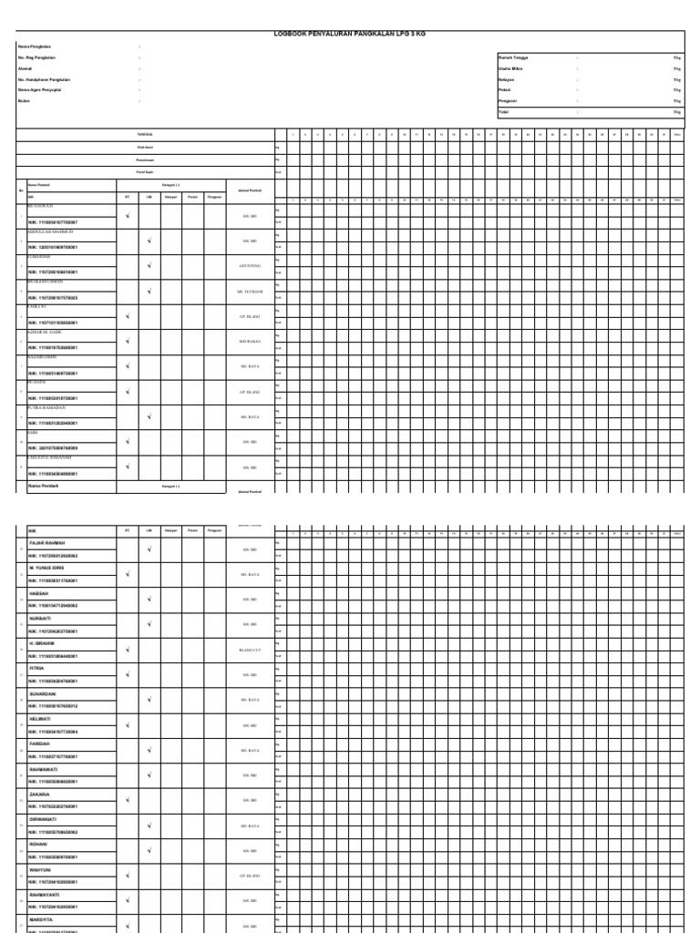 Format Baru Log Book Pangkalan LPG 3 KG Per Jan 2024 ADNAN | PDF