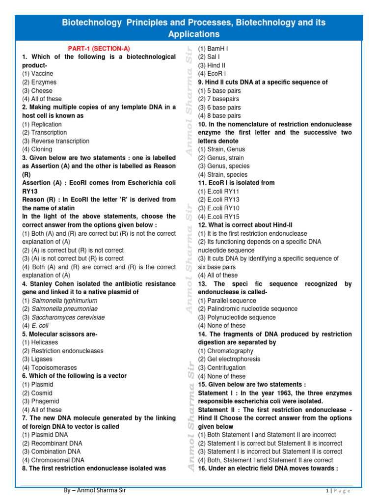 Biotechnology Principles and Processes, Biotechnology and Its Applications-Split | PDF ...