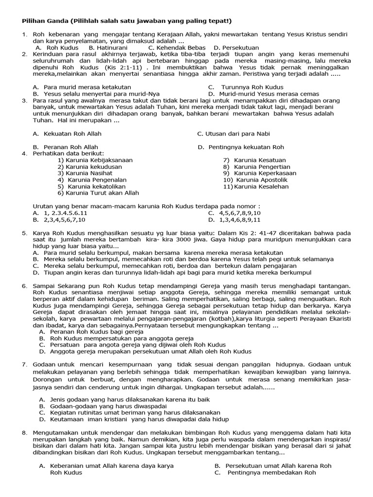 Soal Agama Kelas Viii Uas Semester 2 | PDF