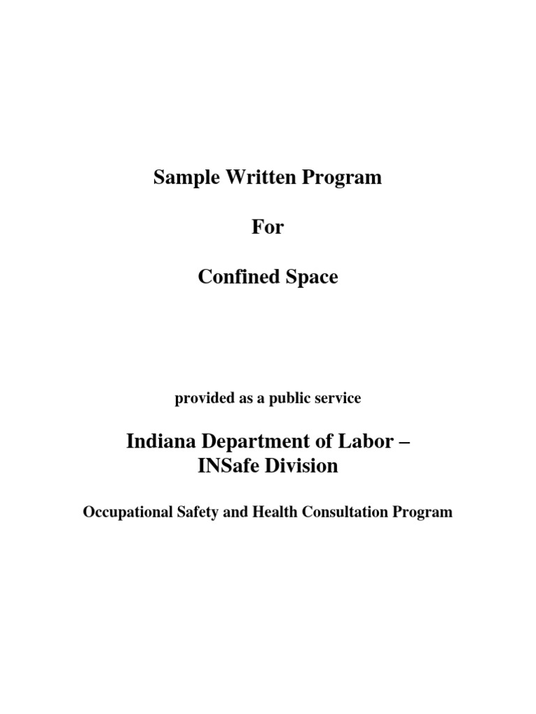 INSAFE Sample Written Program Confined Space | PDF | Ventilation (Architecture) | Hazards