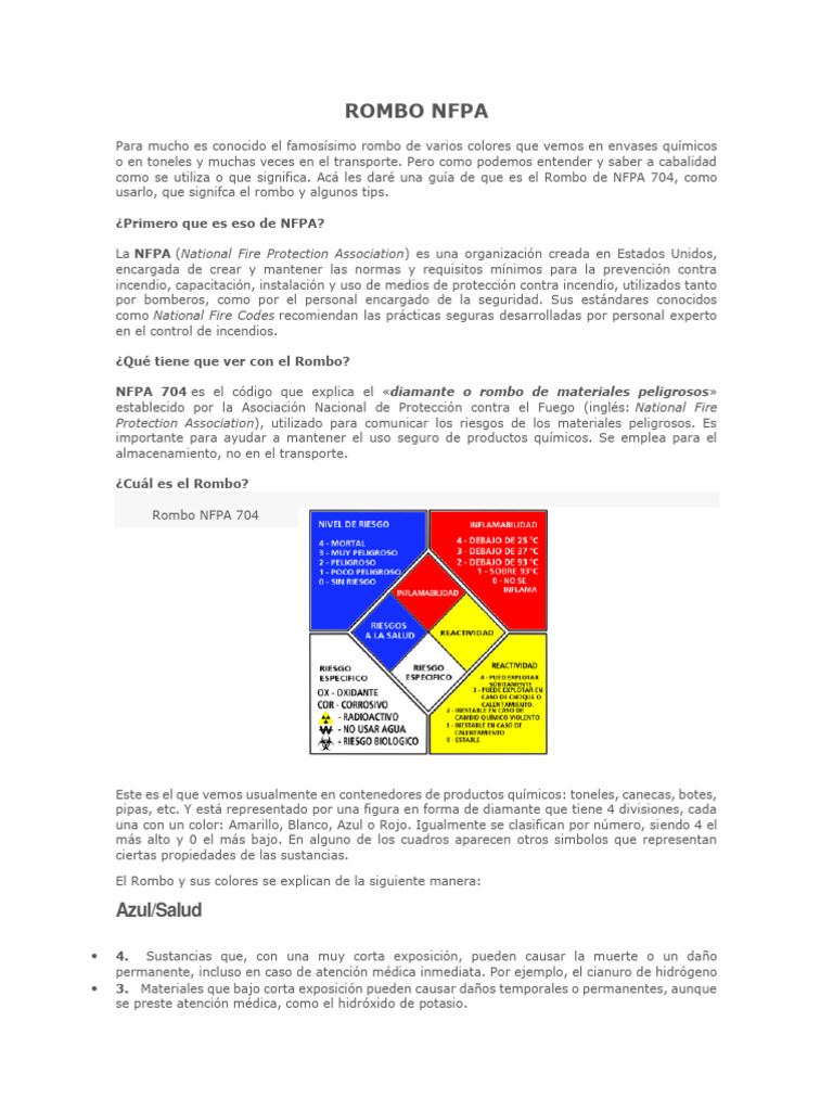Rombo Nfpa | PDF | Agua | Química