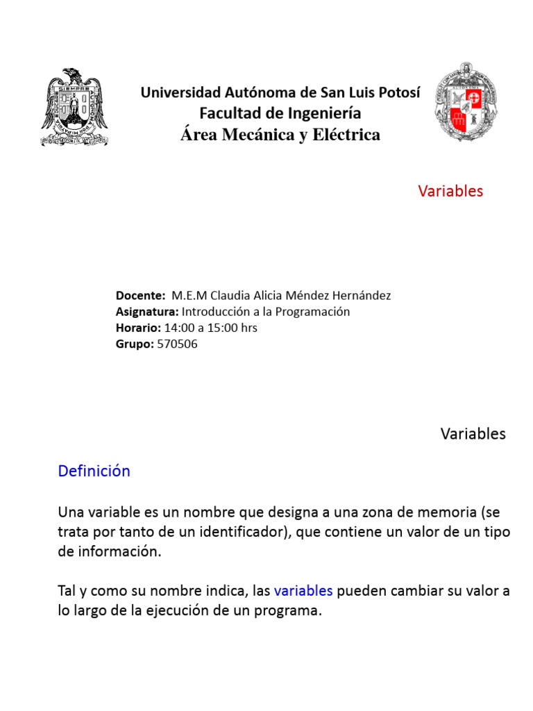 4) Variables | PDF | Variable (informática) | Identificador