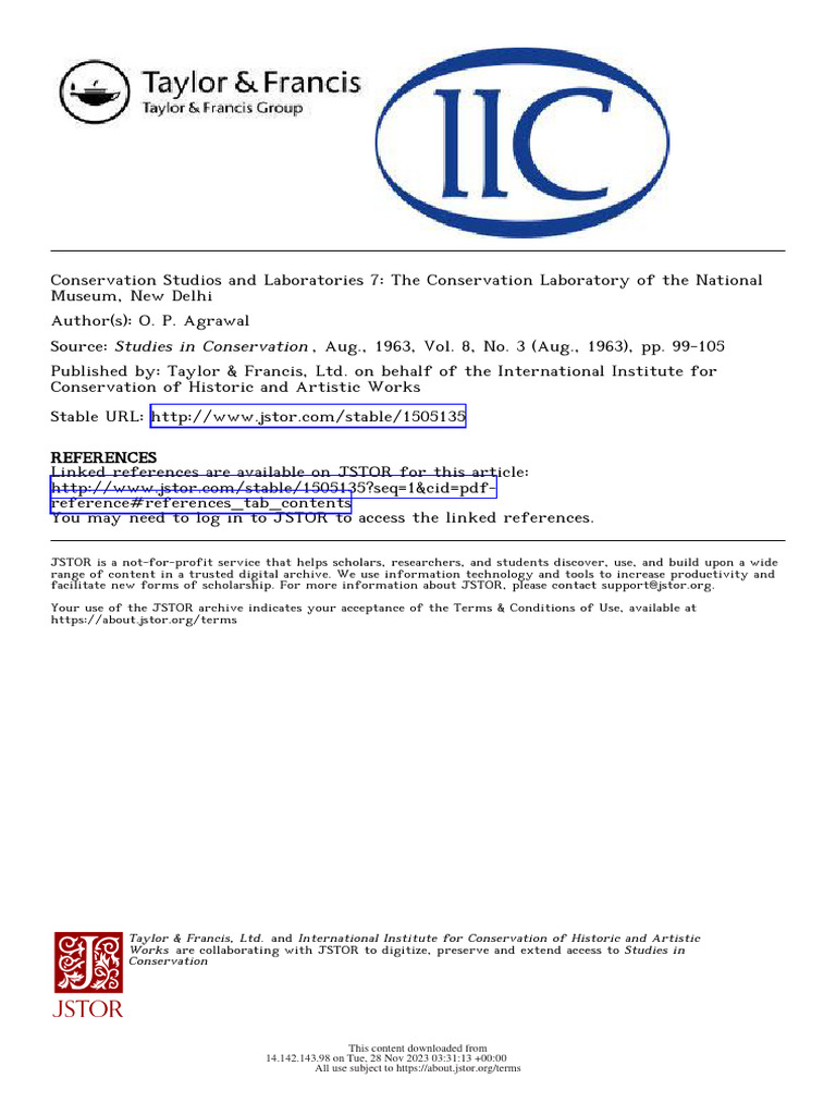 National Museum Conservation Laboratory | PDF | Materials