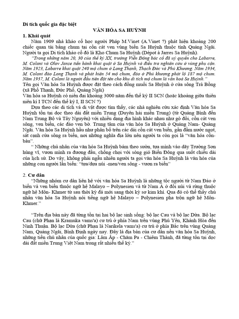 Văn Hóa Sa Hu NH | PDF
