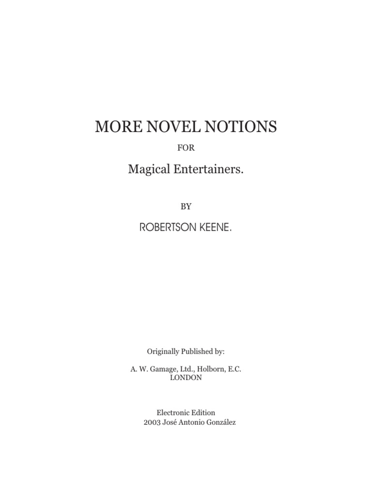 More Novel Notions | PDF | Magic (Illusion) | Entertainment