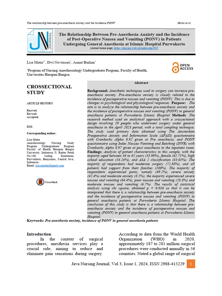 13 +Manuscript+Lisa+Mutia | PDF | Surgery | Anesthesia