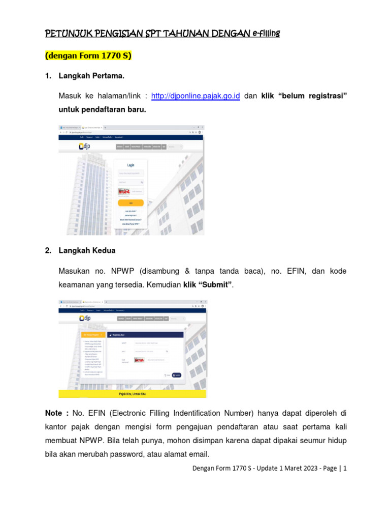 Petunjuk Pengisian SPT Tahunan 2022 (Form 1770 S) - Update 010323 | PDF
