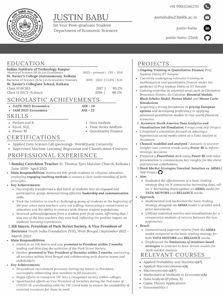 Justin Babu MSC Eco | PDF