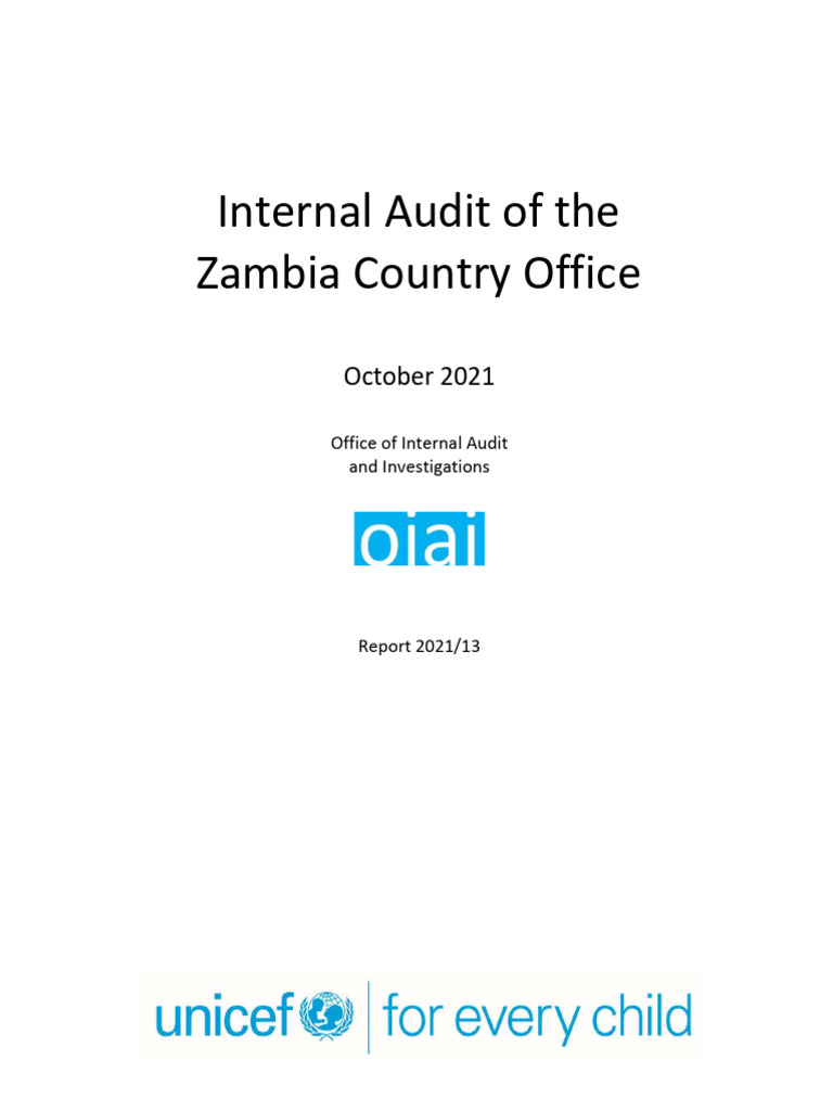 Zambia Country Office Internal Audit 2021 | PDF | Internal Audit | Audit