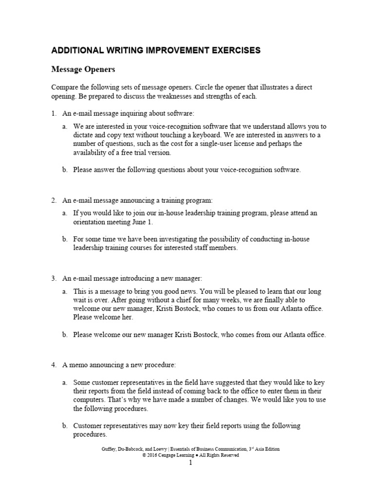 CHAPTER 5-Additional Writing Improvement Exercises | PDF