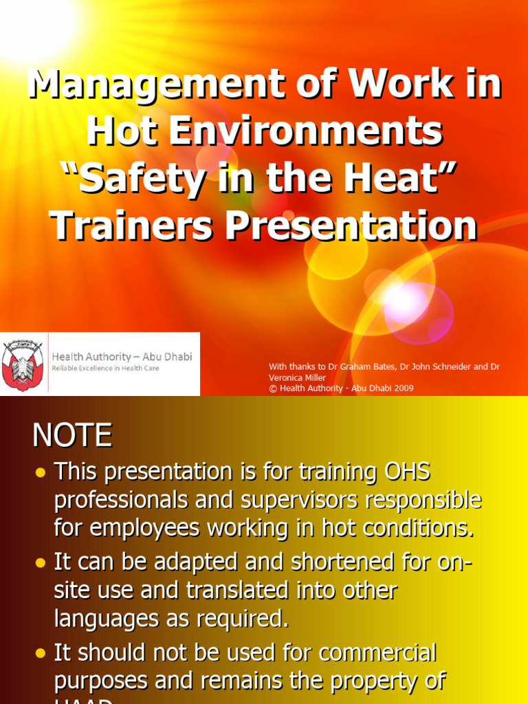 Safety in The Heat - Trainers' Presentation - Haad | PDF | Obesity ...