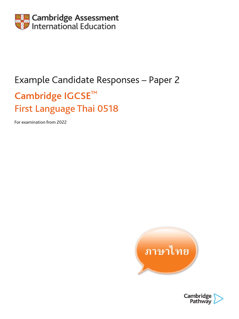 0518 Example Candidate Responses Paper 2 (For Examination From 2022 ...
