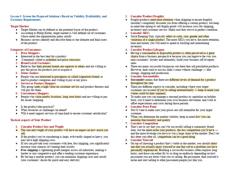 Lesson 5 - Screen The Proposed Solution - S Based On Viability ...