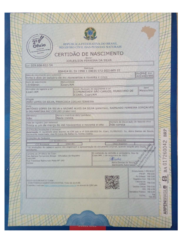 Certidão de Nascimento - Compressed | PDF