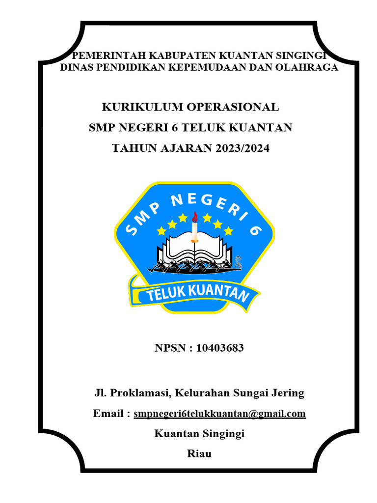 Kosp SMPN 6 Teluk Kuantan 2023-2024 | PDF