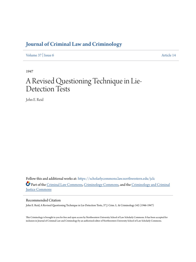 A Revised Questioning Technique in Lie-Detection Tests | PDF