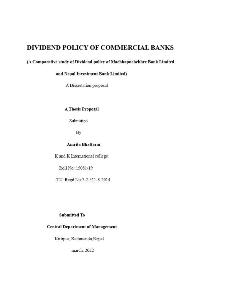 DIVIDEND-POLICY-OF-COMMERCIAL-bank - Sample | PDF | Dividend | Stocks