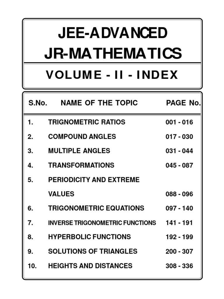 Jee Adv JR Maths Vol II | PDF | Trigonometry | Mathematical Objects