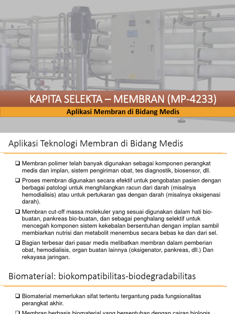 Aplikasi Membran dalam Teknologi Medis | PDF
